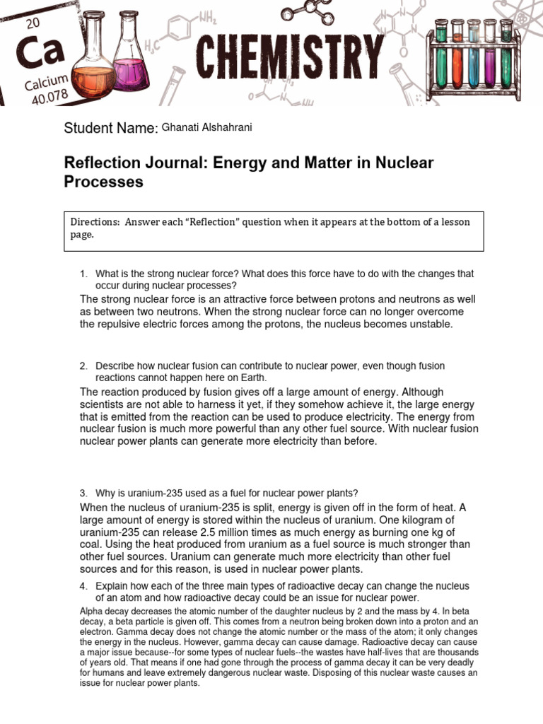 M3 EnergyandMatterinNuclearProcesses Journal | PDF | Nuclear Physics ...