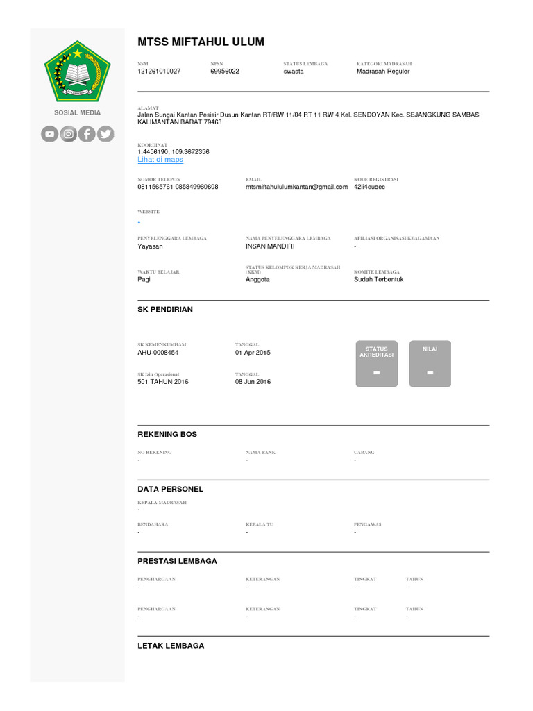 MTSS Miftahul Ulum | PDF