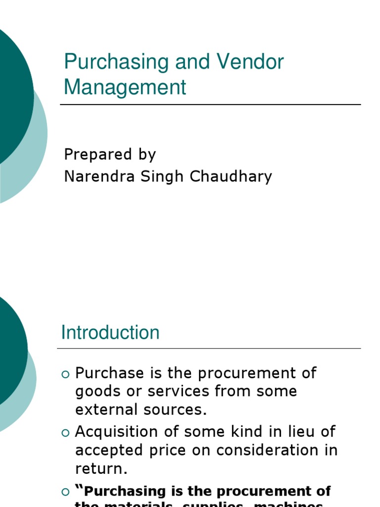 Purchasing and Vendor Management | PDF | Prices | Procurement