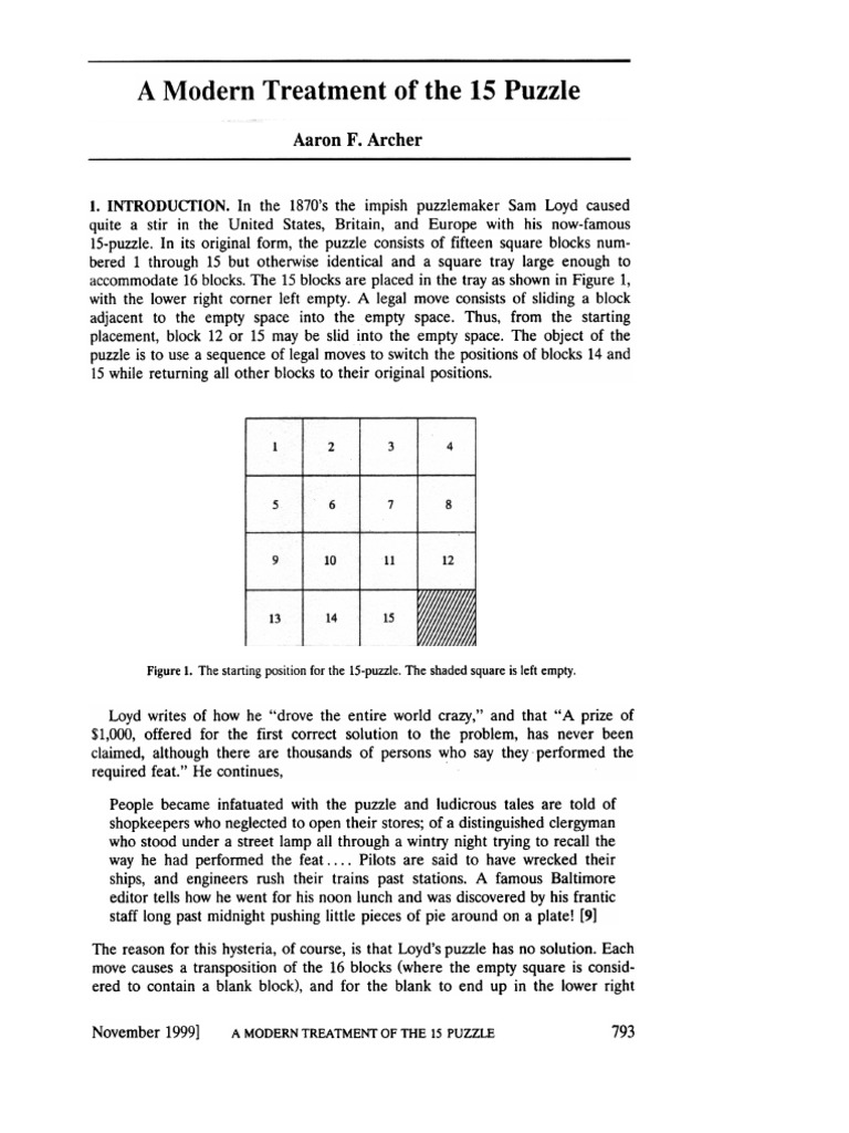 15 Puzzle | PDF