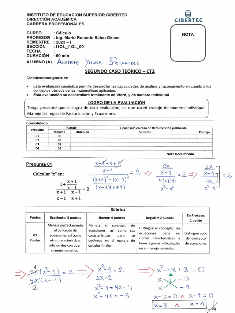 4401 SP Cálculo I1ol CT2 | PDF