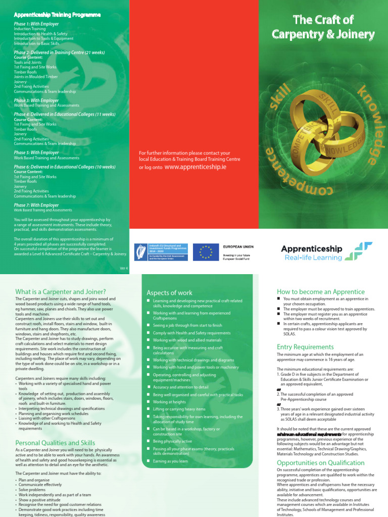 Carpentry and Joinery A4 Brochure | PDF | Carpentry | Apprenticeship