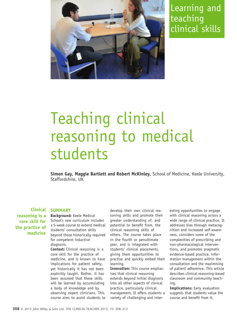 Teaching Clinical Reasoning To Medical Students | PDF | Evidence Based ...