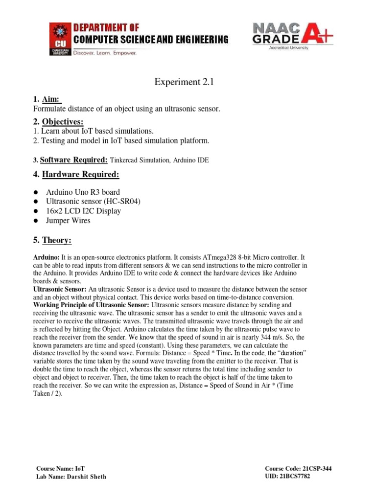Experiment 2.1: 2. Objectives | PDF | Arduino | Internet Of Things