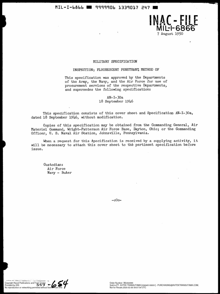 Mil I 6866 | Download Free PDF | Physical Sciences | Materials