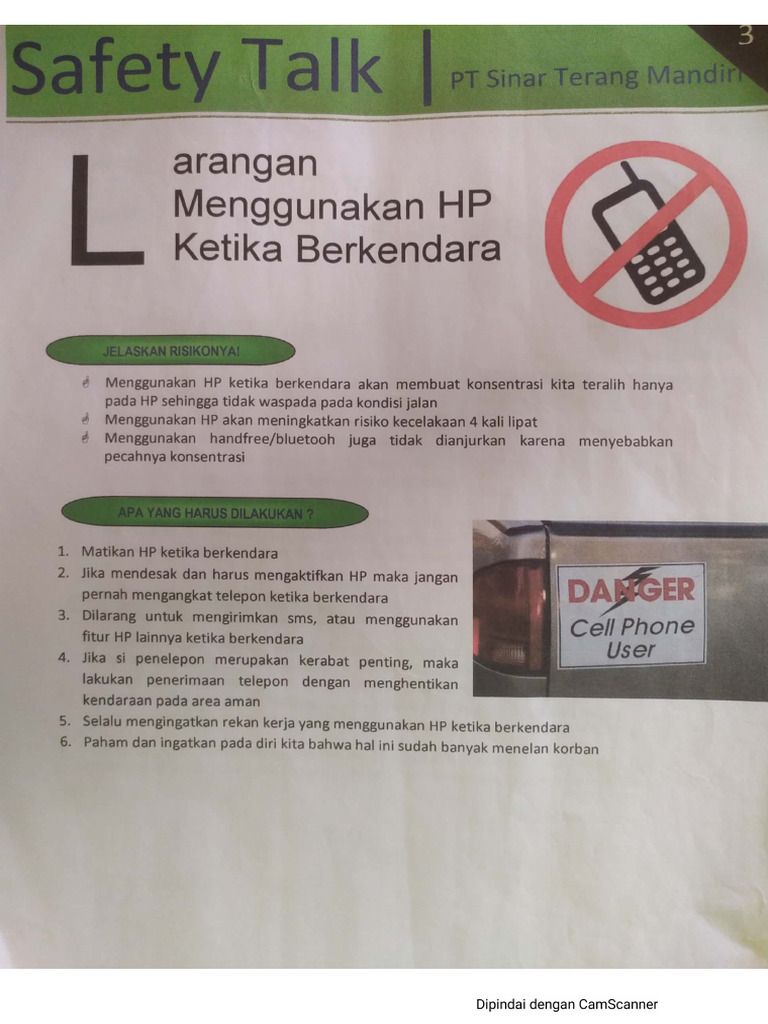 Materi Safety Talk PT. STM | PDF