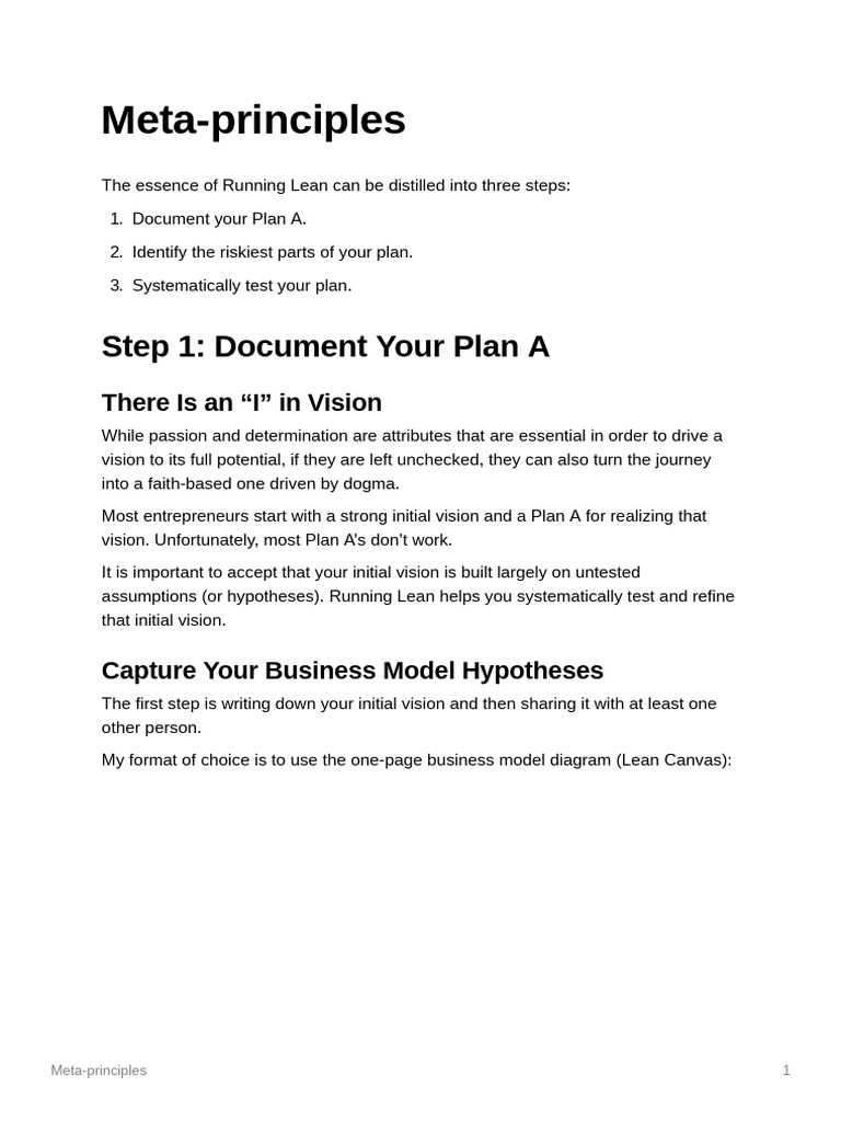 Meta Principles | PDF | Lean Startup | Startup Company