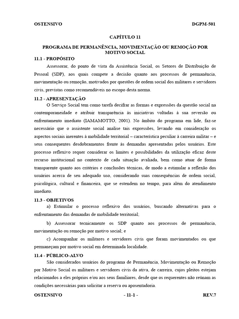 16 Cap 11 Programa De Permanência Movimentação Ou Remoção Por Motivo