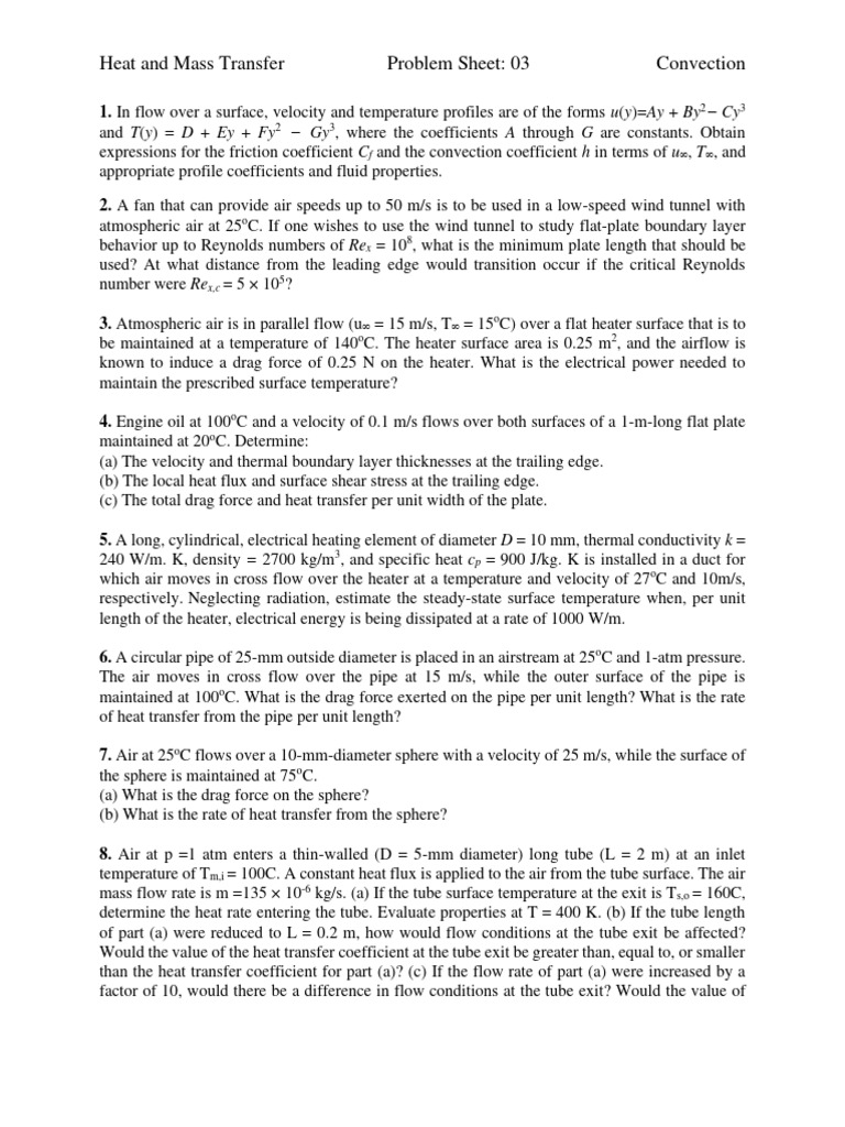 Problem Sheet 3 | PDF | Boundary Layer | Heat Transfer