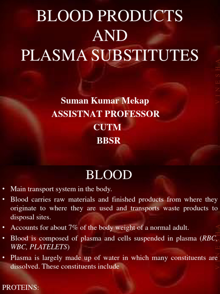 Blood Products and Plasma Substitutes Guide | PDF | Blood Plasma ...