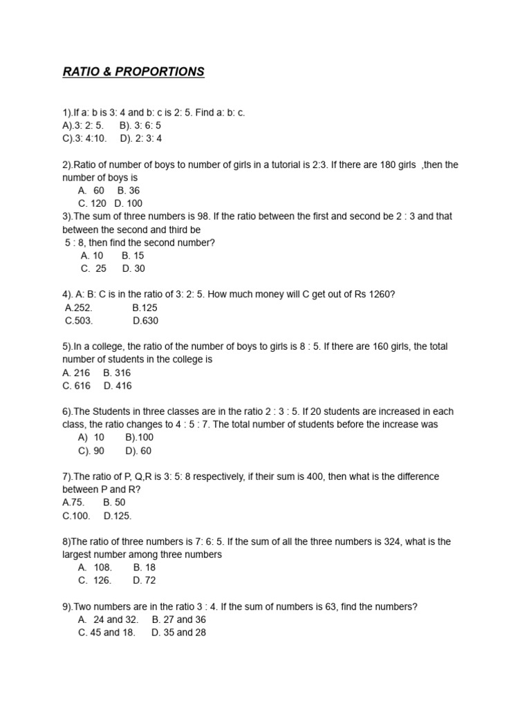 5 - Ratios and Proportion | PDF | Ratio | Mathematics