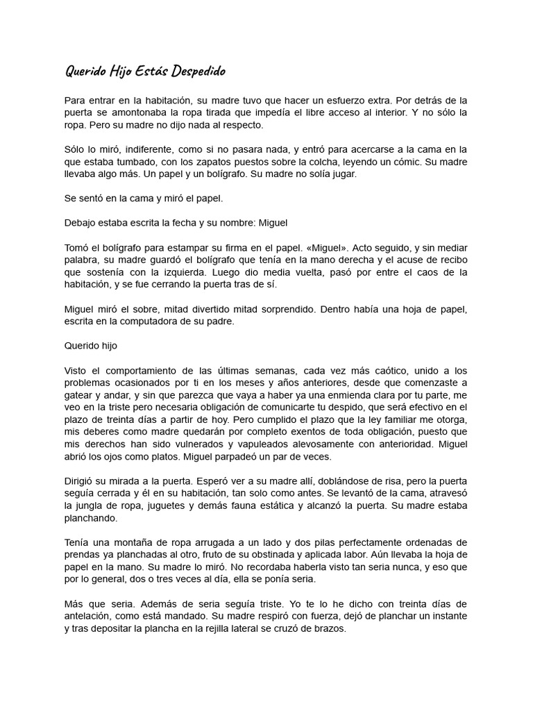 Querido Hijo Estas Despedido | PDF