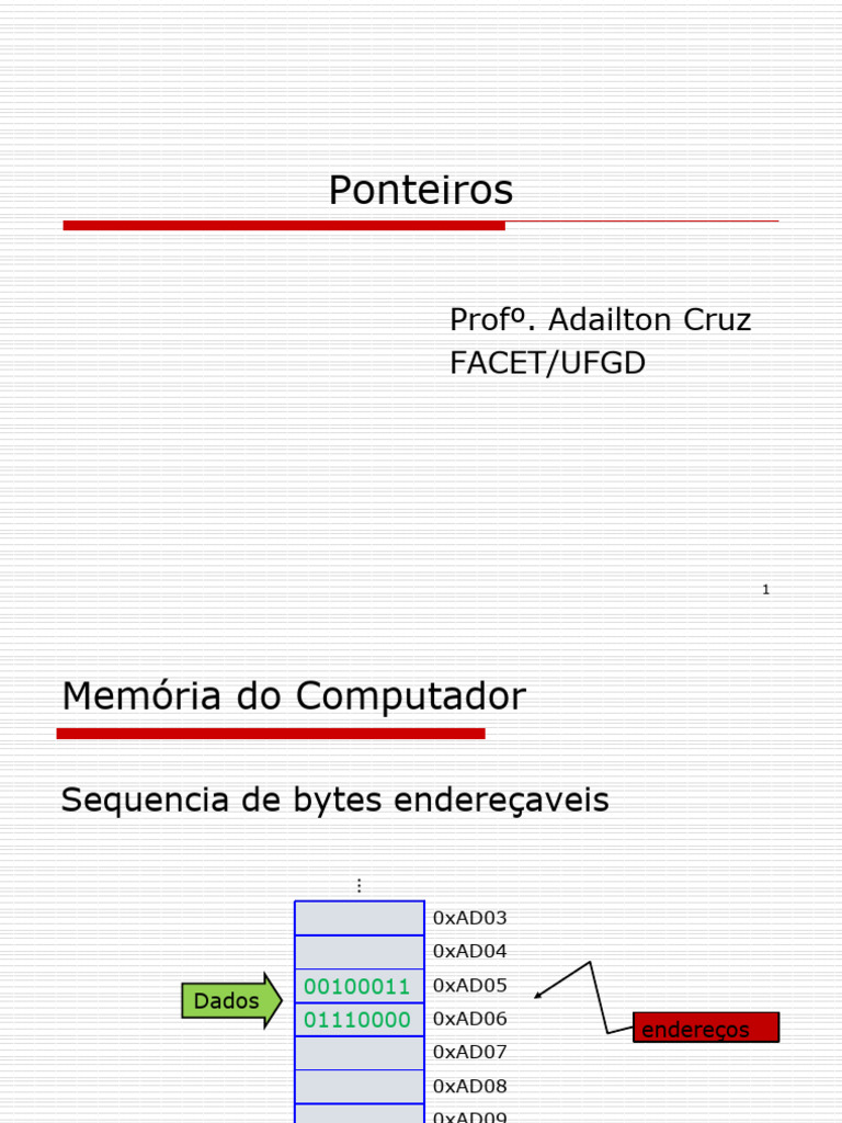 Ponteiros - 01 | PDF | Ponteiro (programação de computadores) | Dados