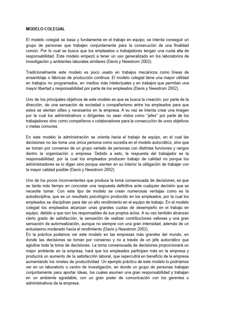 Modelo Colegial | PDF | Comportamiento organizacional | Business