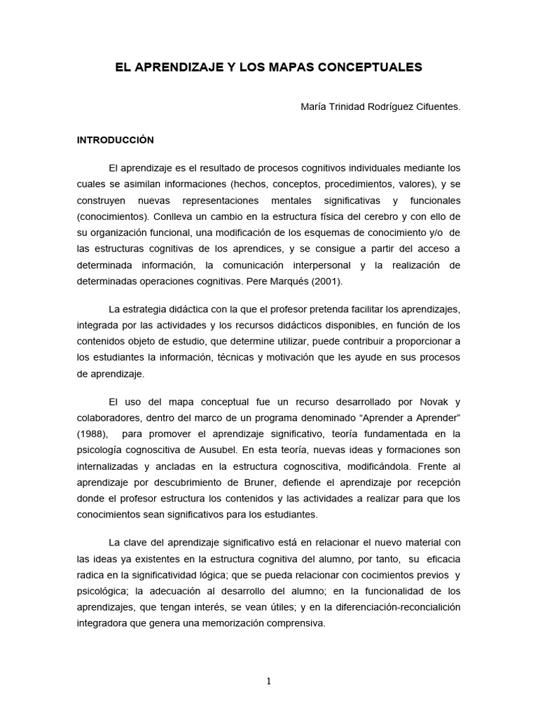 El Aprendizaje y Los Mapas Conceptuales | PDF | Aprendizaje | Constructivismo (filosofía de la ...