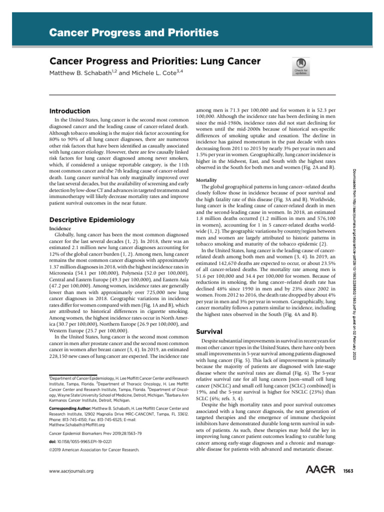 Cancer Progress and Priorities Lung Cancer | PDF | Lung Cancer | Cancer