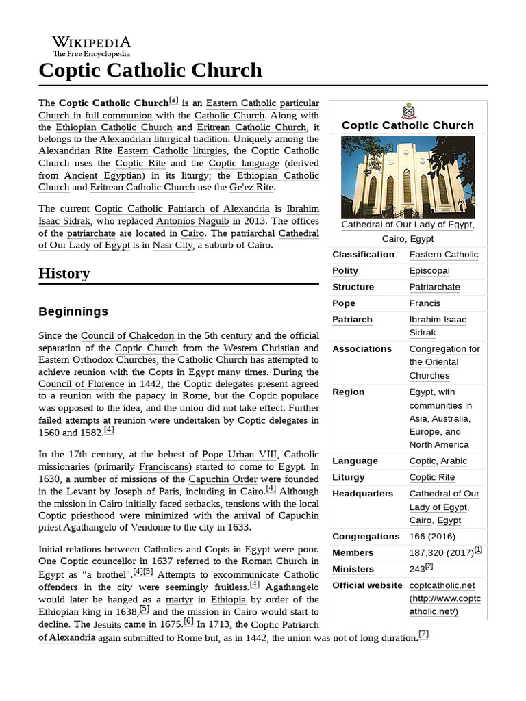 Coptic Catholic Church | PDF | Abrahamic Religions | Catholic Church