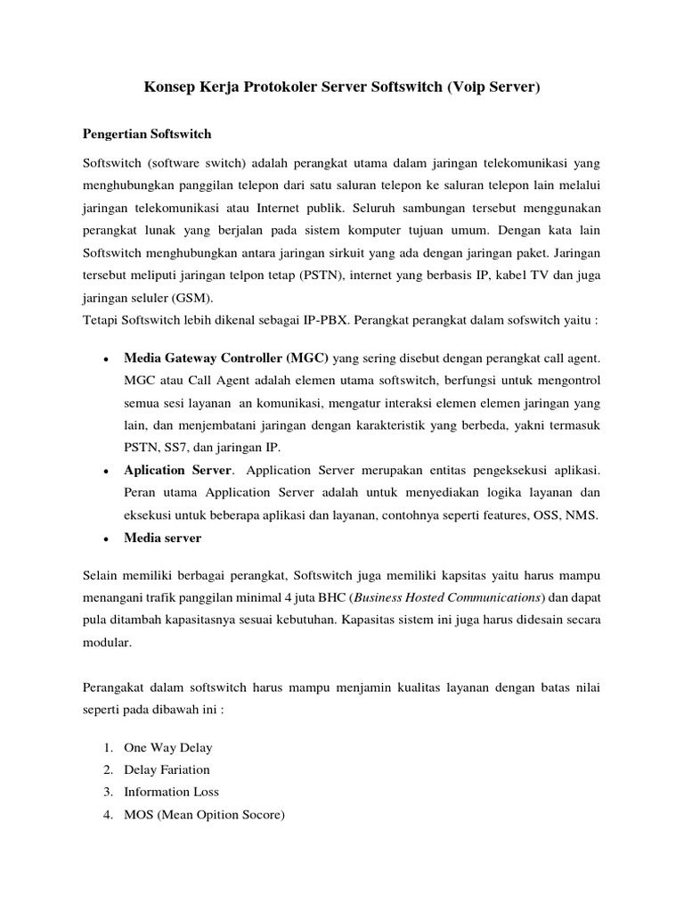 Konsep Kerja Softswitch VoIP | PDF | Teknologi & Rekayasa
