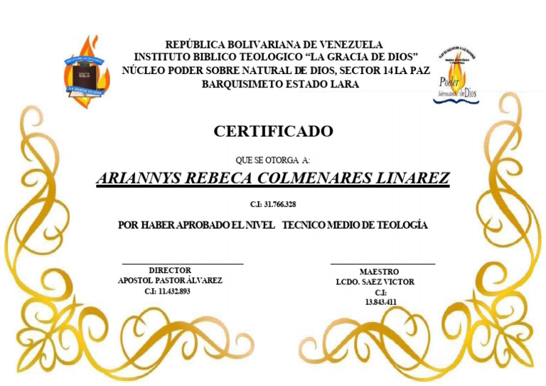 Certificado Modelo | PDF