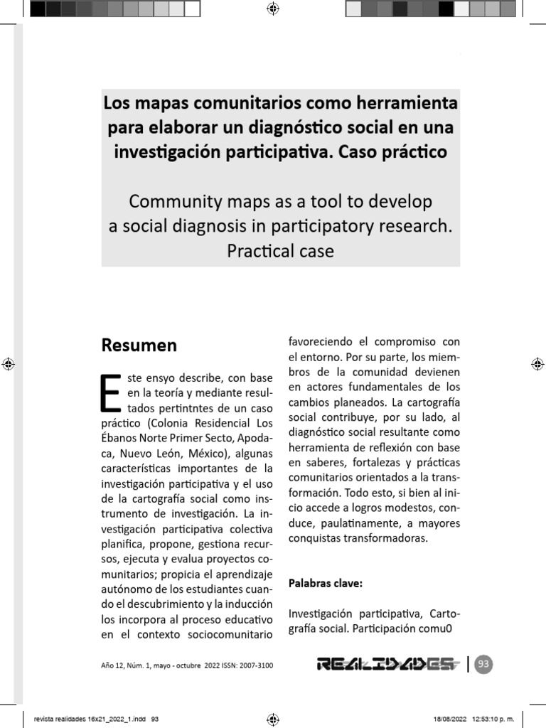 Los Mapas Comunitarios Como Herramienta para Elaborar Un Diagnósɵ Co Social en Una Invesɵ Gación ...
