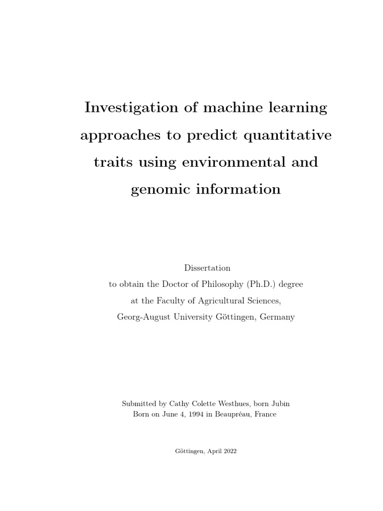 Dissertation CathyWesthues Revised | PDF | Machine Learning | Cross Validation (Statistics)
