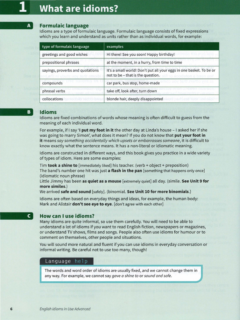 Idioms in Use - Units 1-3 | PDF | Linguistics | Human Communication