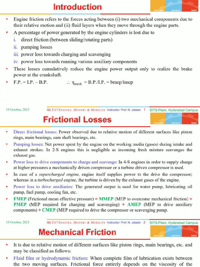 Emm 4 Engine Friction | PDF