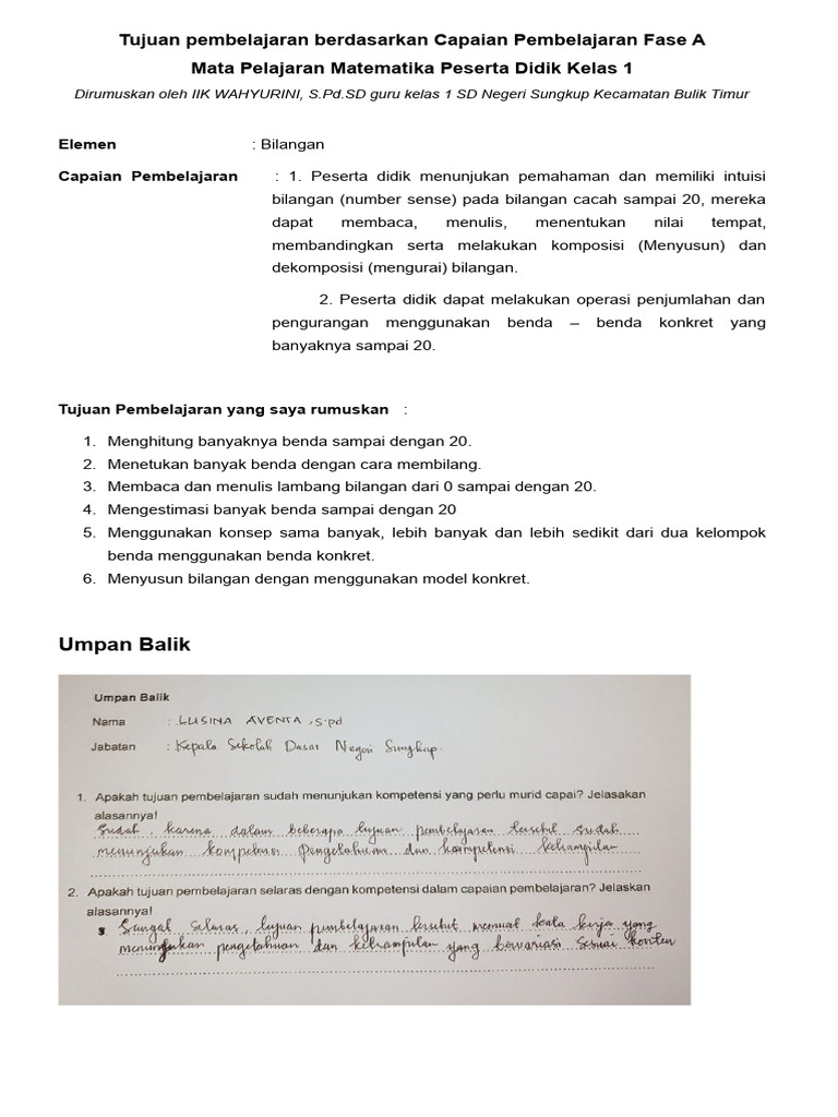 Rumusan Tujuan Pembelajaran Selaras Dengan Capaian Pembelajaran Fase A ...