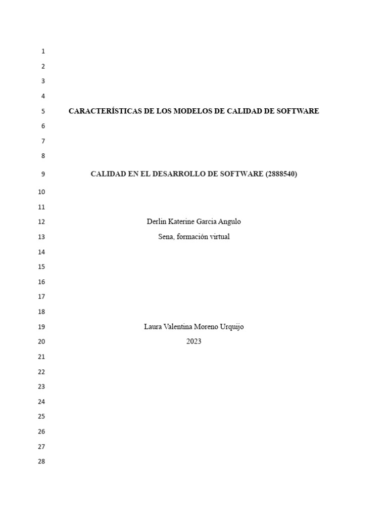CARACTERÍSTICAS DE LOS MODELOS DE CALIDAD DE SOFTWARE | PDF | Software | Ingeniería de software