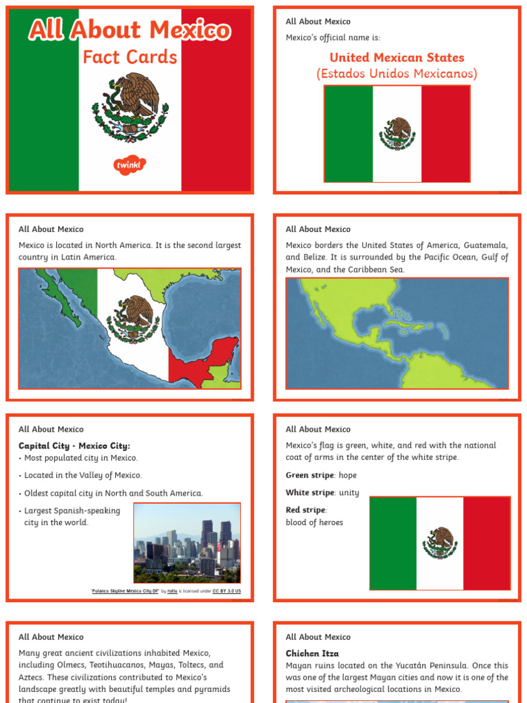 Us2 G 8 All About Mexico Fact Cards - Ver - 6 | PDF | Mexico | Mexican ...