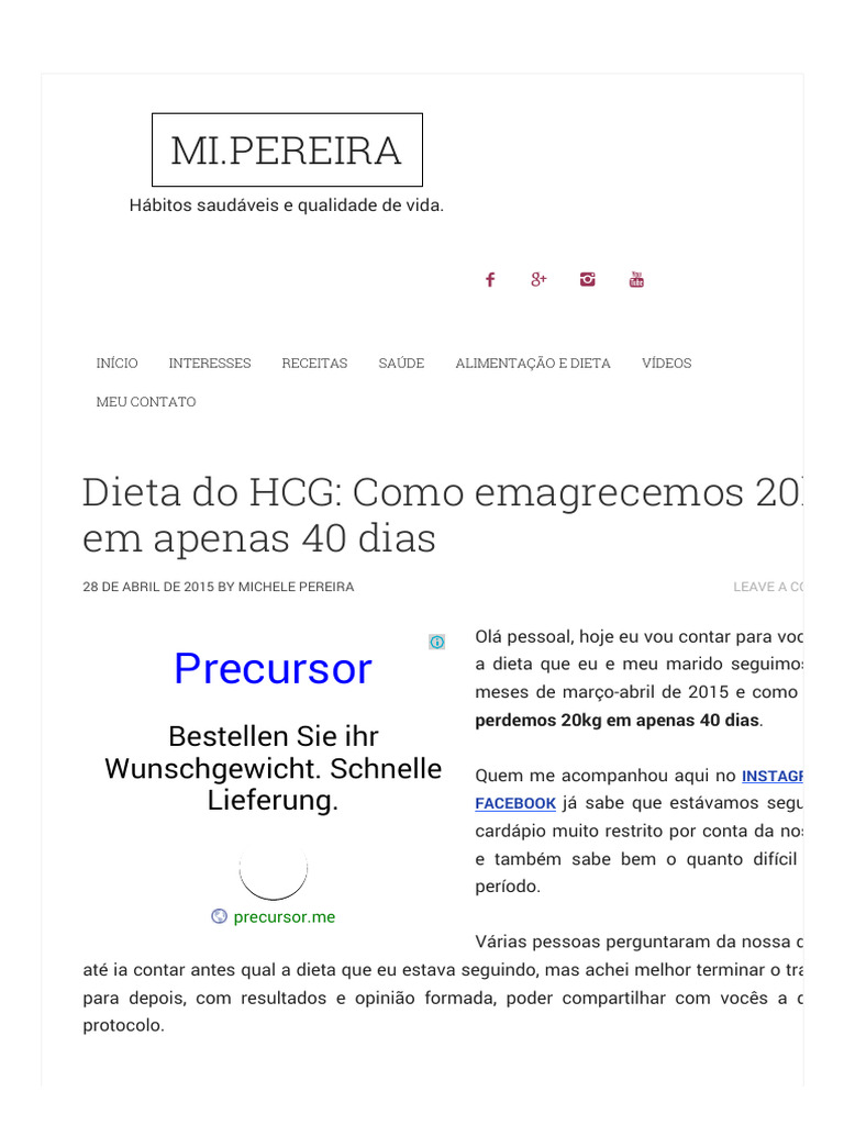 Dieta HCG: Emagrecimento Rápido e Seguro | PDF | Gravidez | Alimentos