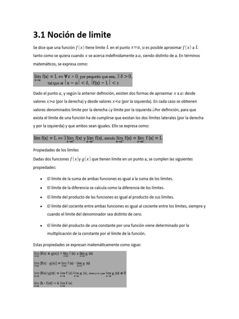 3.1 Nocion de Limite | PDF | Función (Matemáticas) | Matemáticas 3.1 Nocion de Limite | PDF | Función (Matemáticas) | Matemáticas