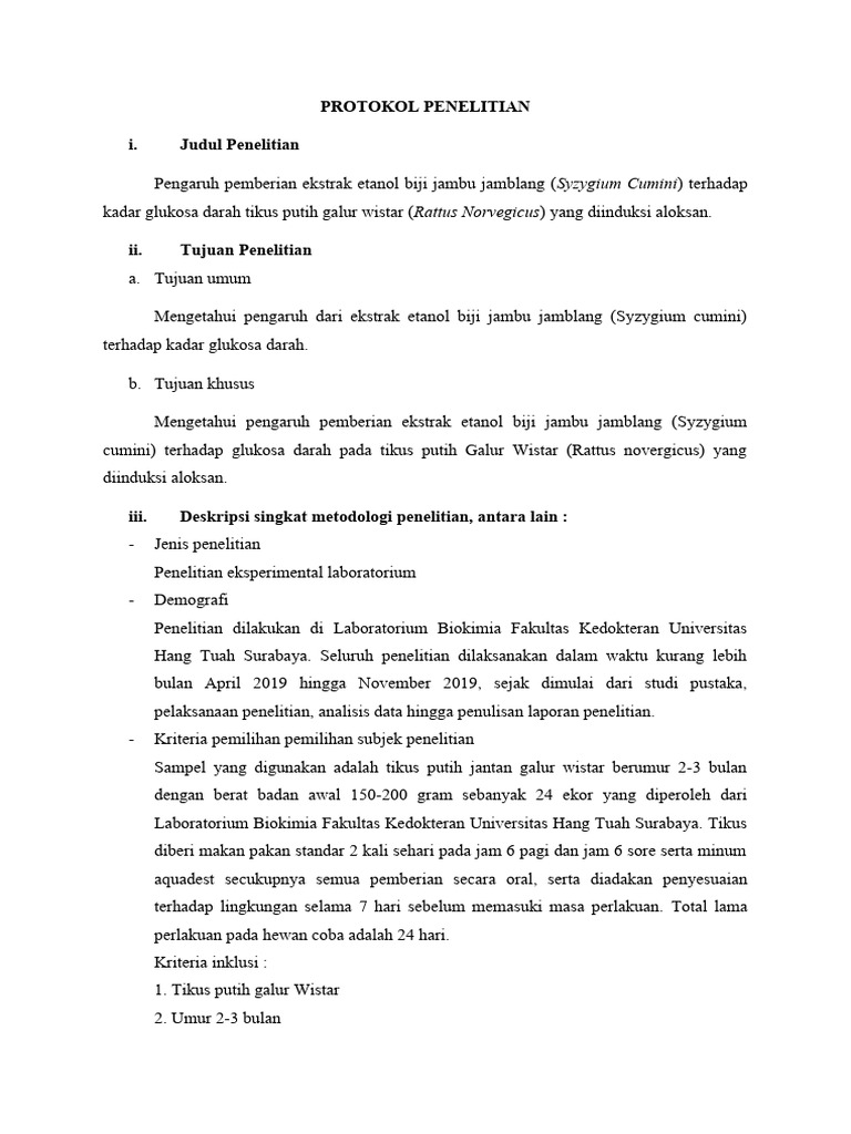 Contoh Protokol Penelitian | PDF