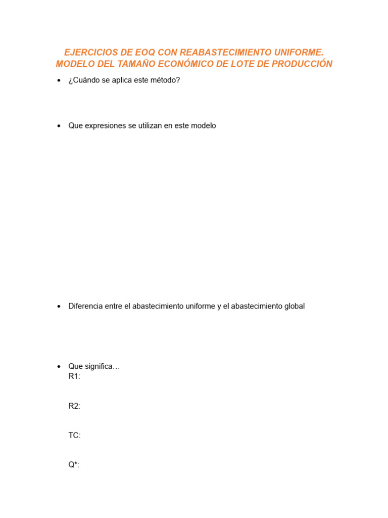 Ejercicios de EOQ y Reabastecimiento | PDF