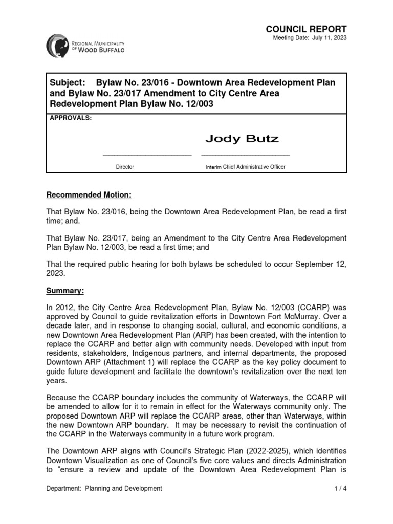 Council Report - Downtown Area Redevelopment Plan | PDF