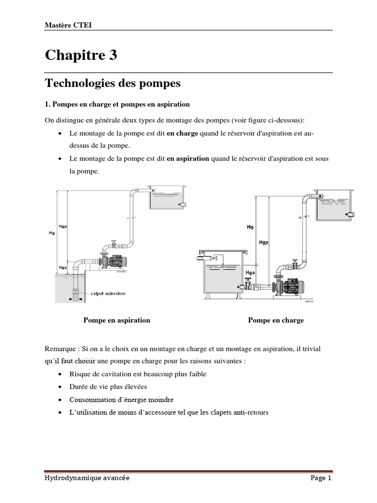 Chapitre 3 Pompe | PDF | Pompe | Pression
