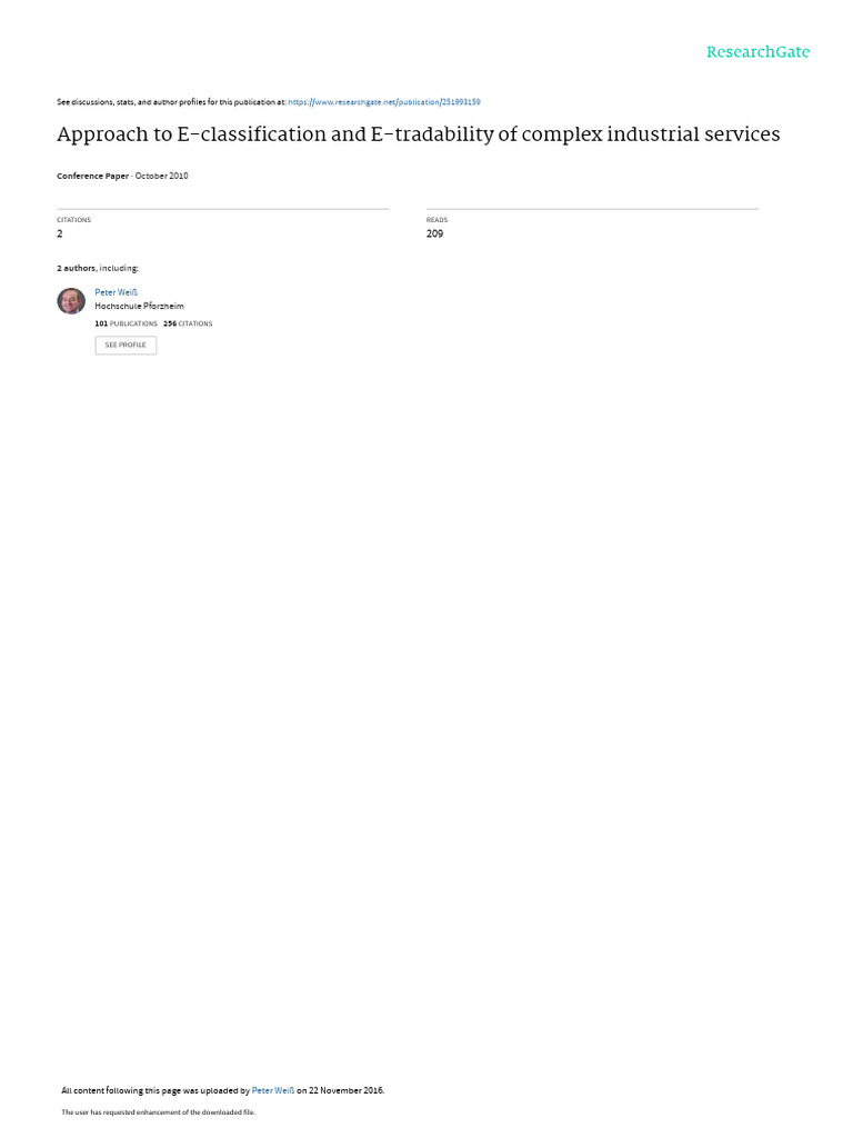 Approach To Classification Tradability Complex Industrial Services ...