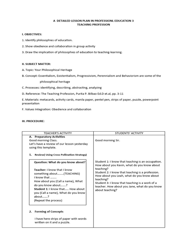 A Detailed Lesson Plan | PDF | Reinforcement | Behaviorism
