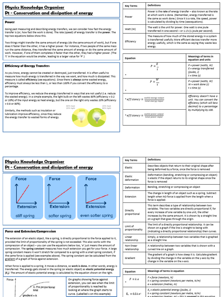 P1 - Conservation and Dissipation of Energy | PDF | Weight | Electric Power