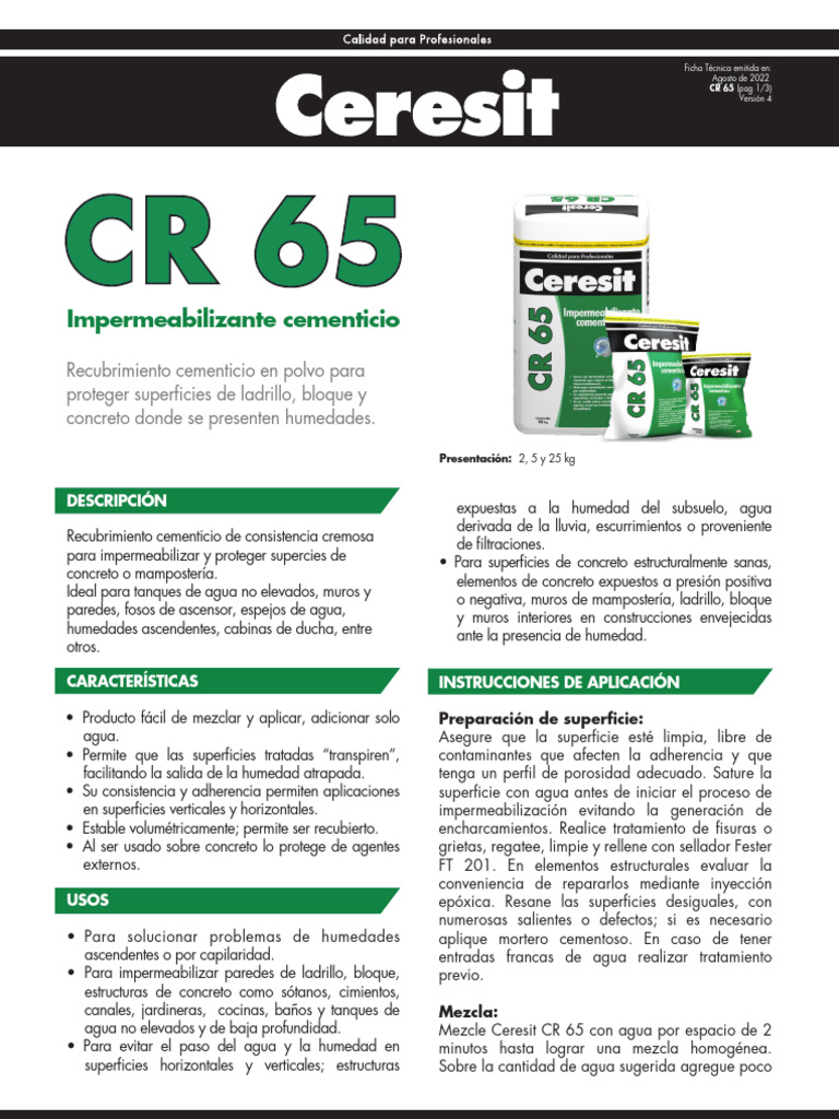 Impermeabilizante Cementicio | PDF | Hormigón | Agua