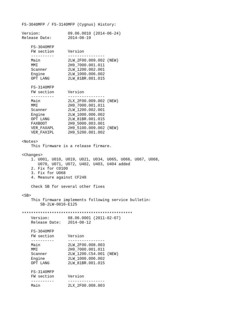 History FS-3040MFP FS-3140MFP | PDF | Booting | Software Engineering