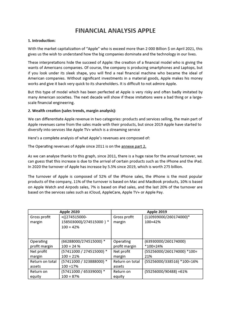 Financial Analysis Apple | PDF | Return On Equity | Equity (Finance)