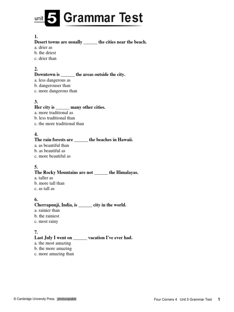 Unit 5 Grammar Level4 | PDF