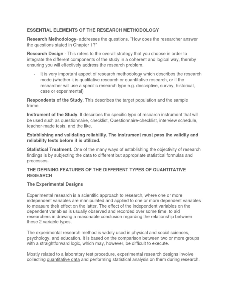 Essential Elements of The Research Methodology | PDF | Methodology ...