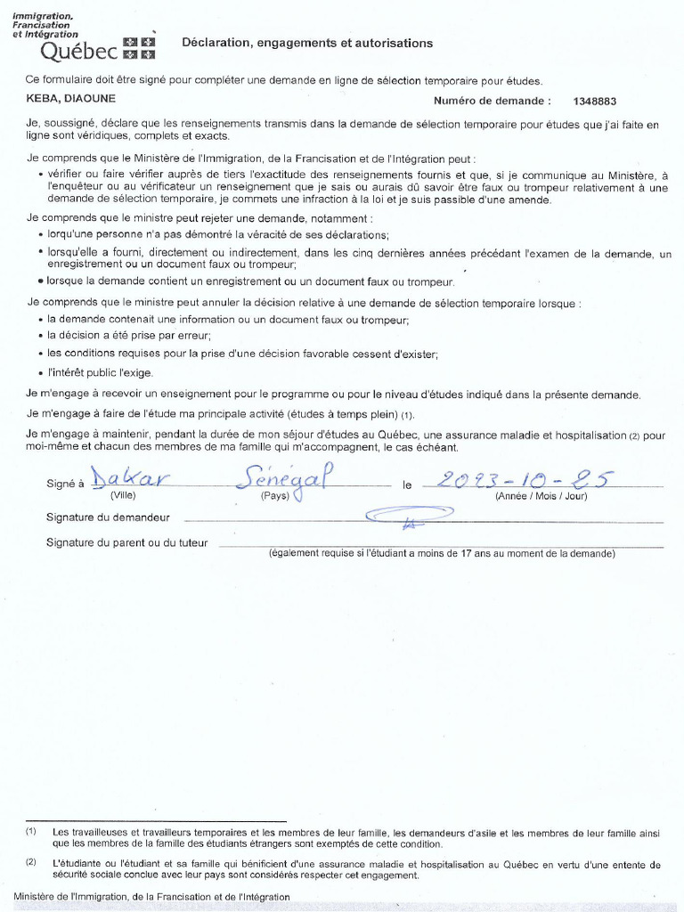 Jeslh - Declaration, Engagement Et Autorisation | PDF