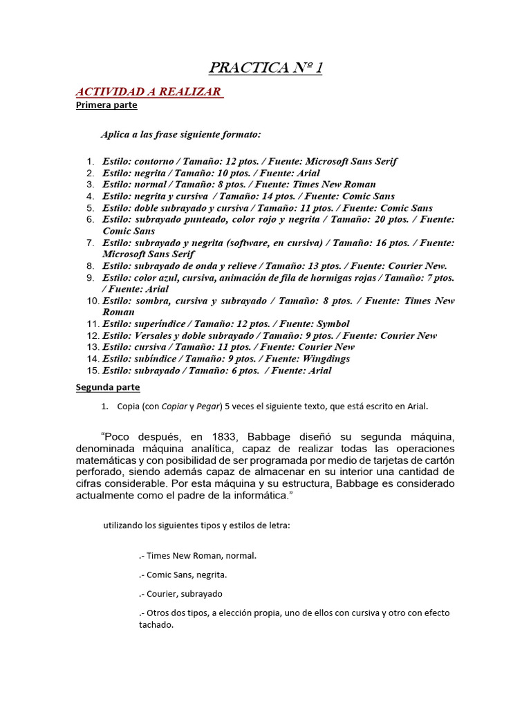 Word Practica1 1 | PDF | Impresión | Texto