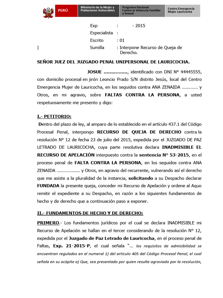 Recurso de Queja de Derecho | PDF | Apelación | Sentencia (ley)