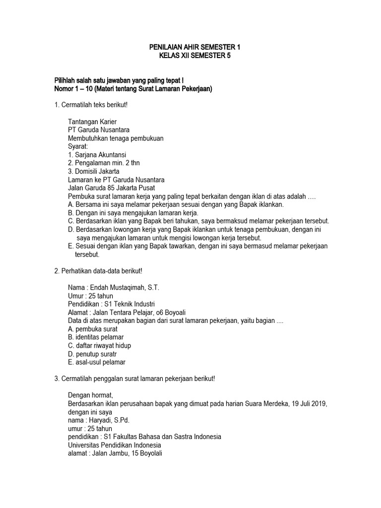 Soal Pas 2023-2024 | PDF