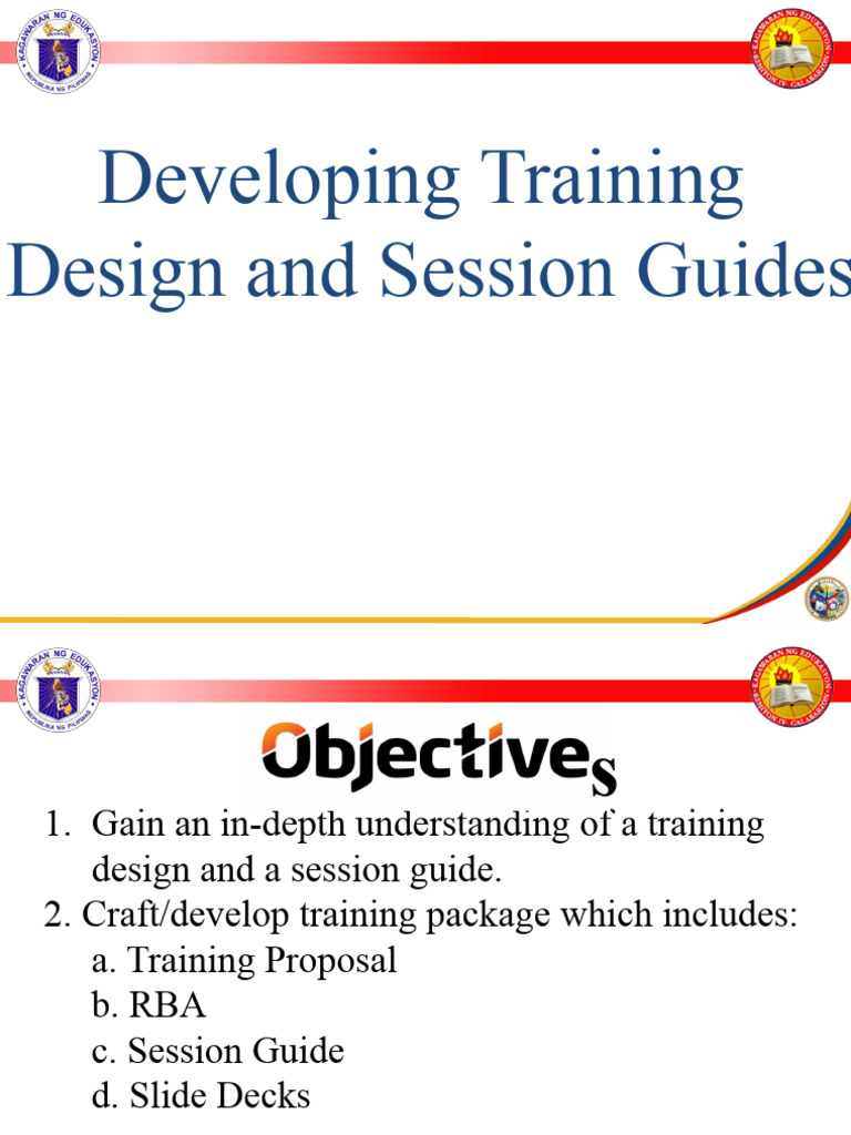 Developing Training Design and Session Guides Final | PDF | Learning ...