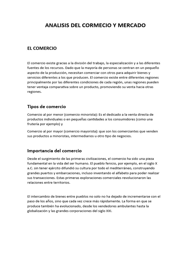 Fundamentos del Comercio y Mercado | PDF | Mercado (economía) | Permuta